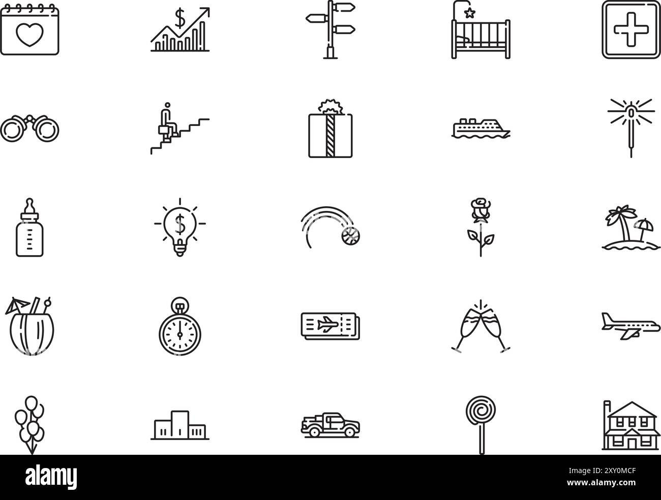 New year proposals icons collection is a vector illustration with ...