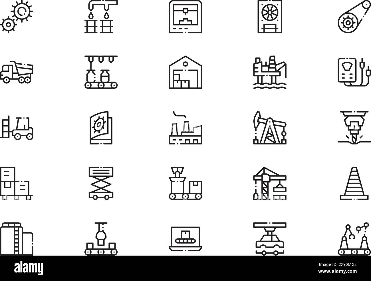 Industrial process icons collection is a vector illustration with ...