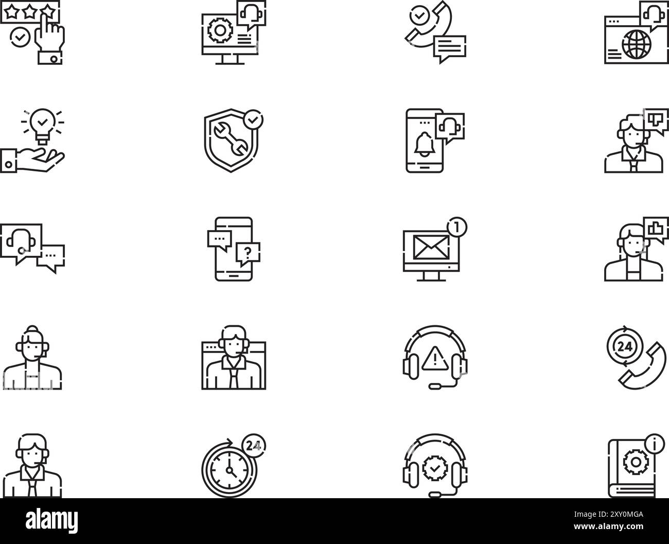 Customer service icons collection is a vector illustration with ...
