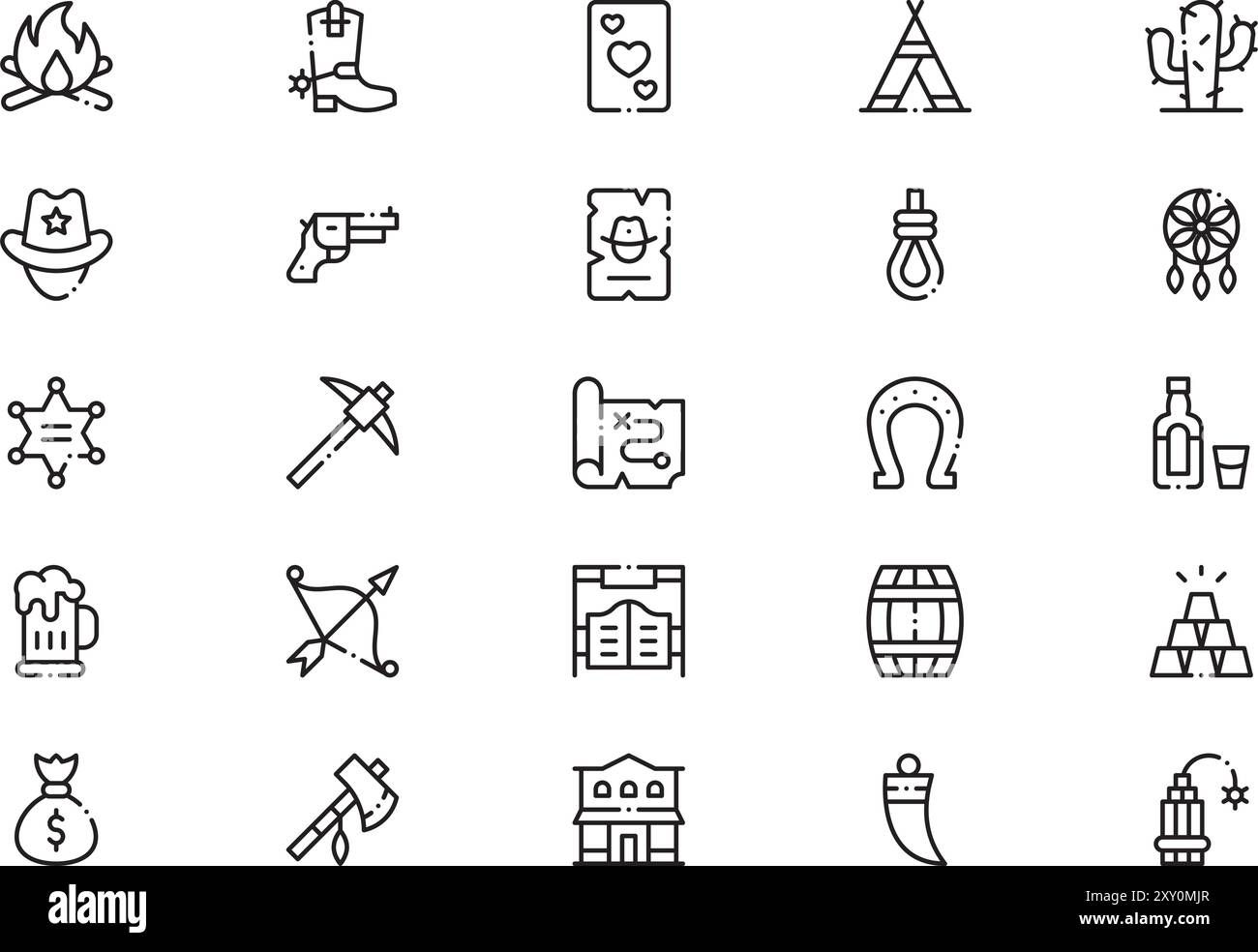 Wild west icons collection is a vector illustration with editable ...