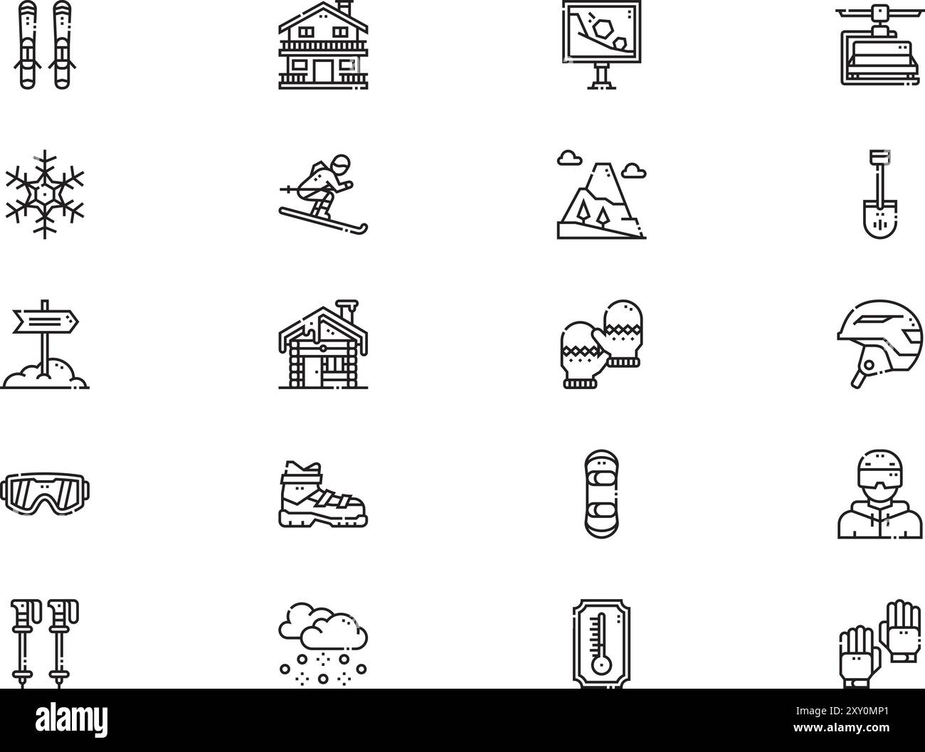 Ski resort icons collection is a vector illustration with editable ...
