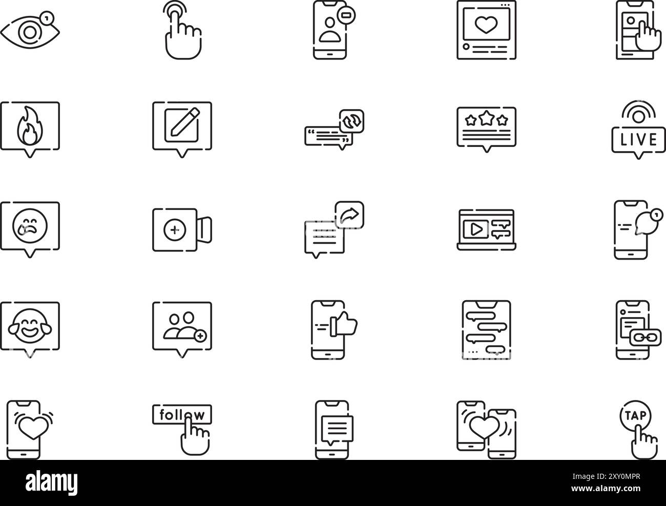 Social media interactions icons collection is a vector illustration ...