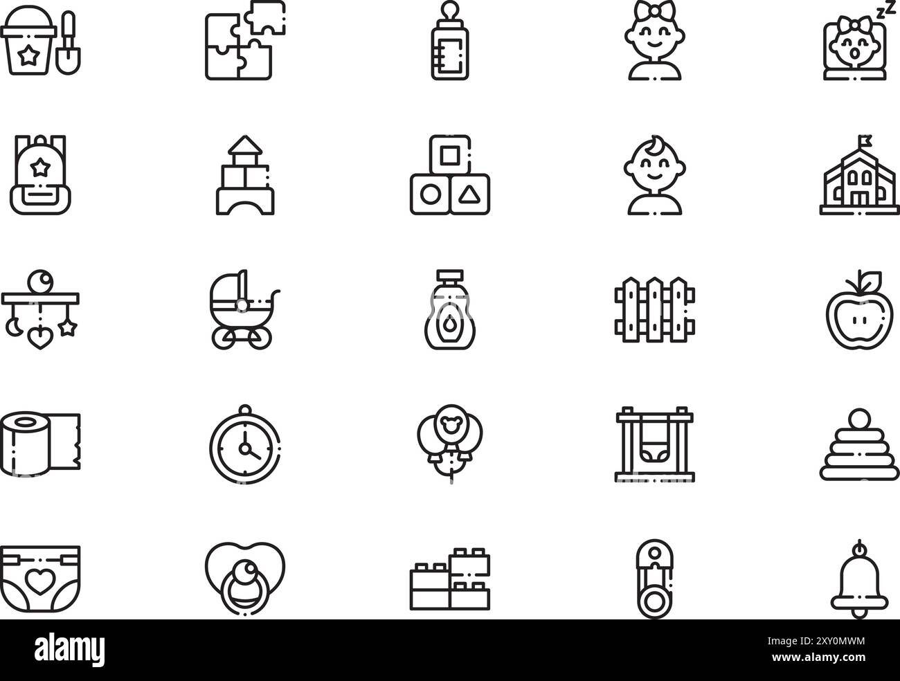 Nursery icons collection is a vector illustration with editable stroke ...