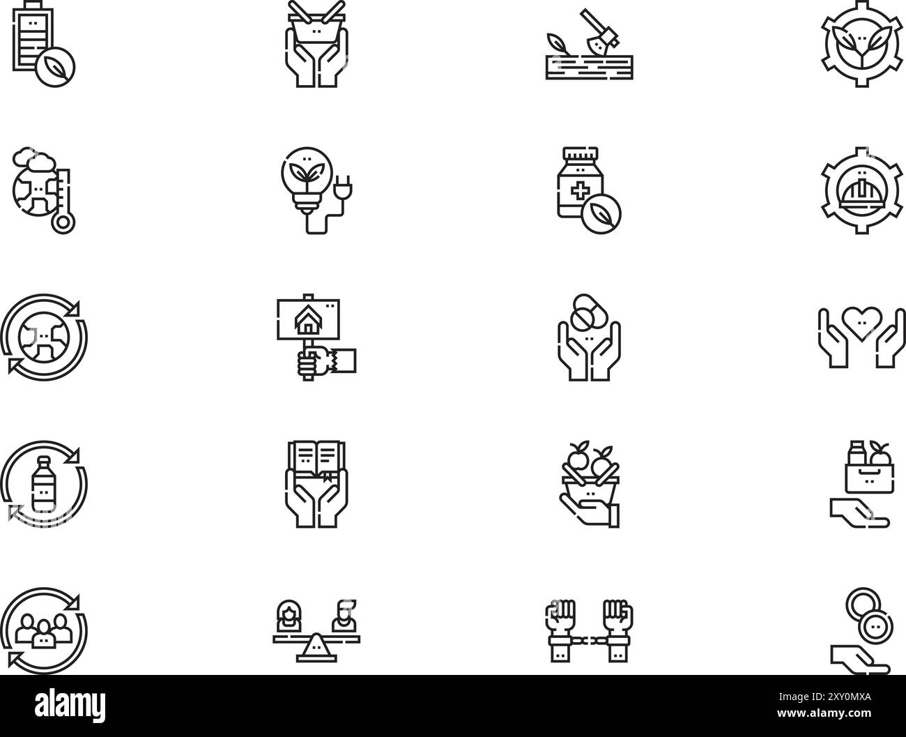 Sustainable development icons collection is a vector illustration with ...