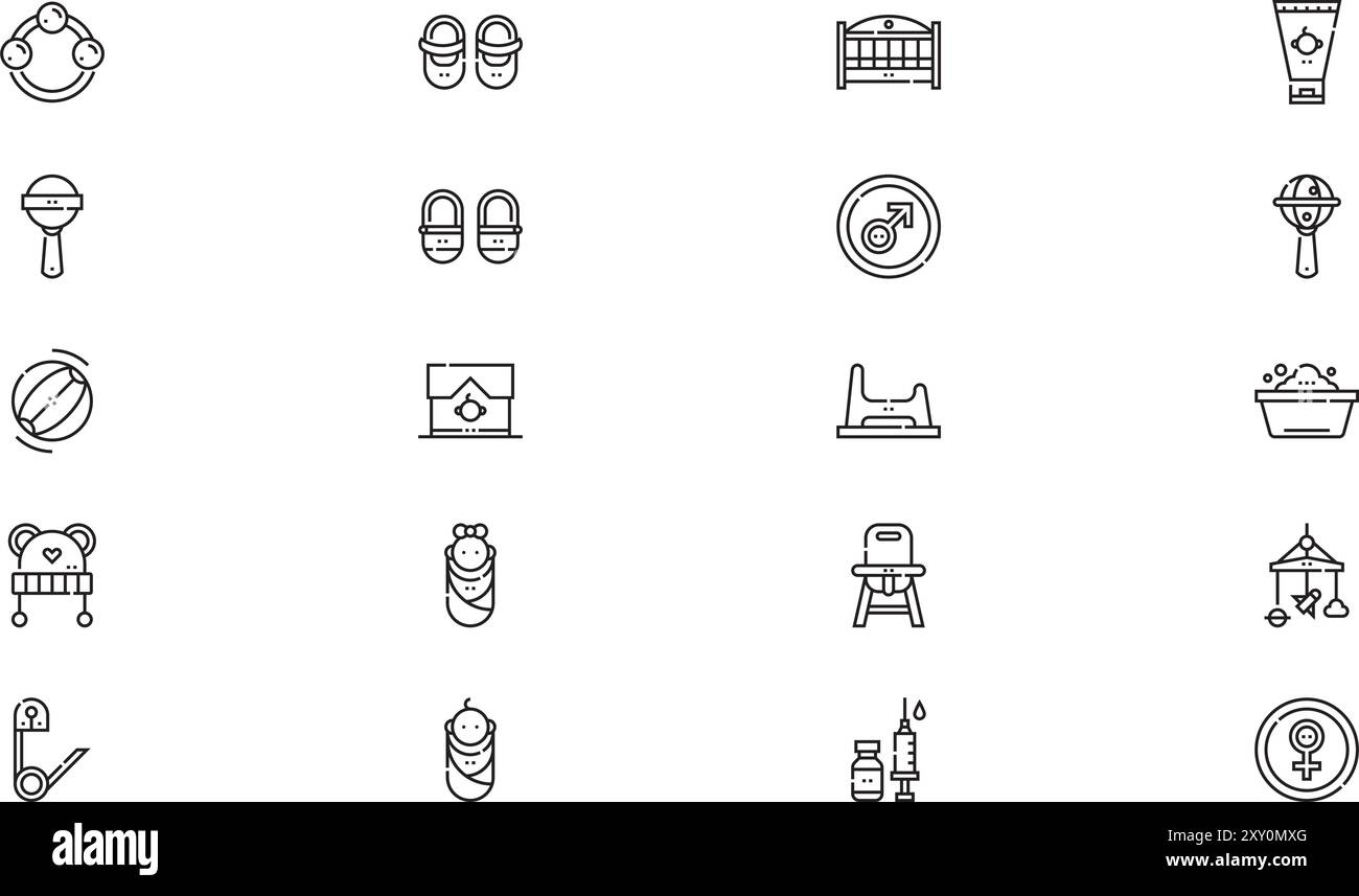 Baby icons collection is a vector illustration with editable stroke ...