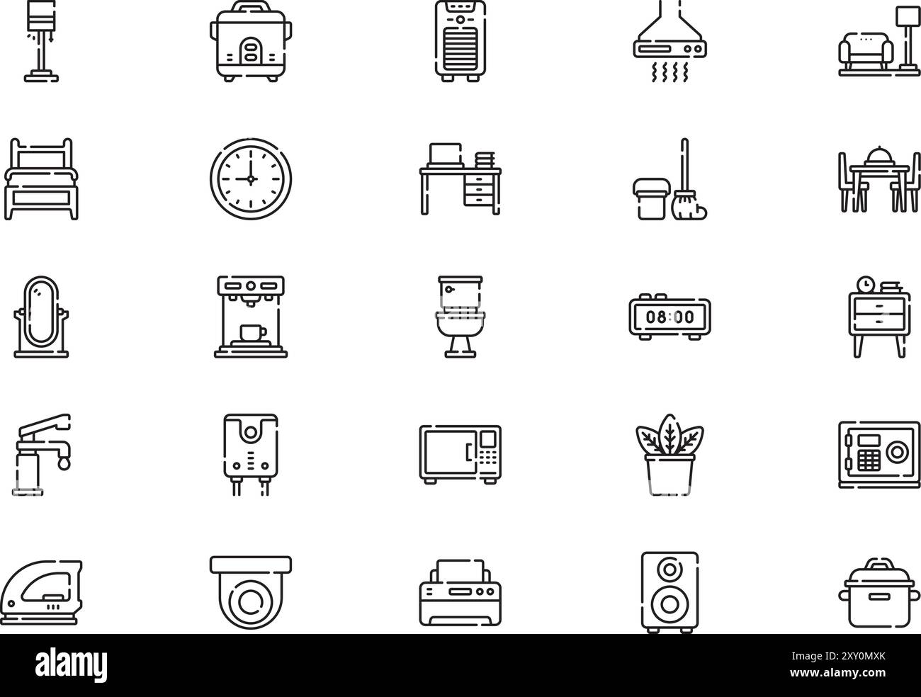 Home equipment icons collection is a vector illustration with editable ...