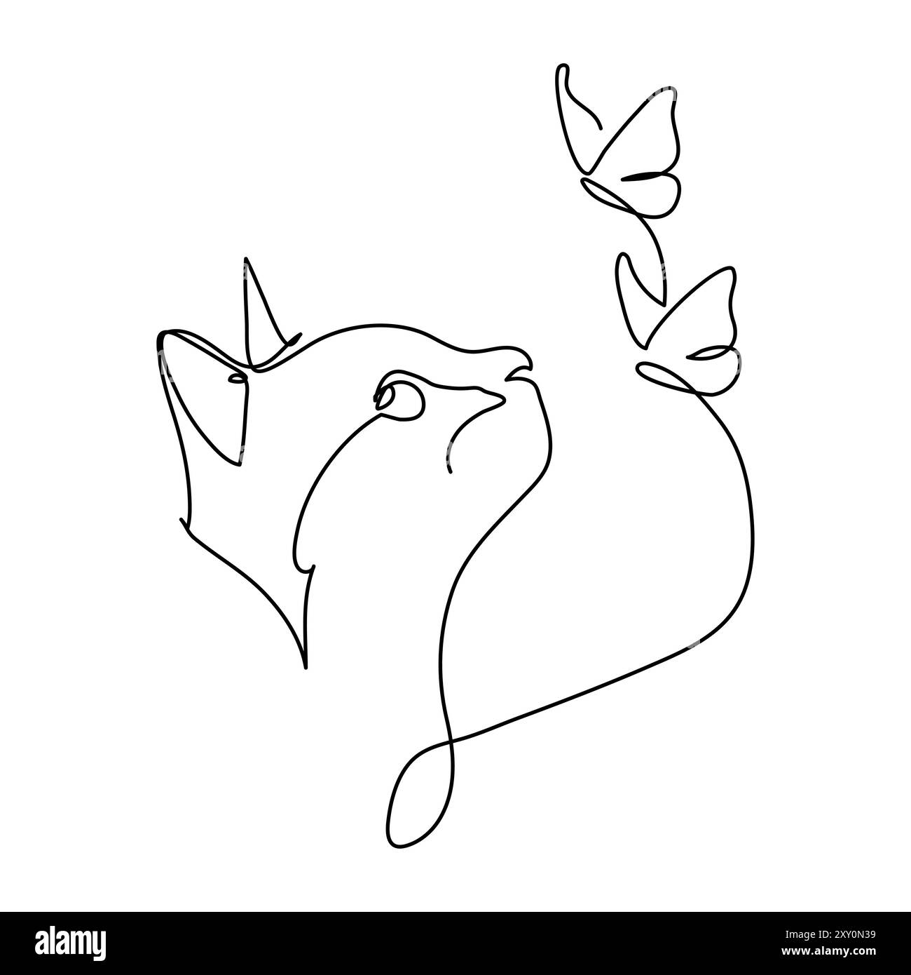 Sleeping Cat Line Drawing