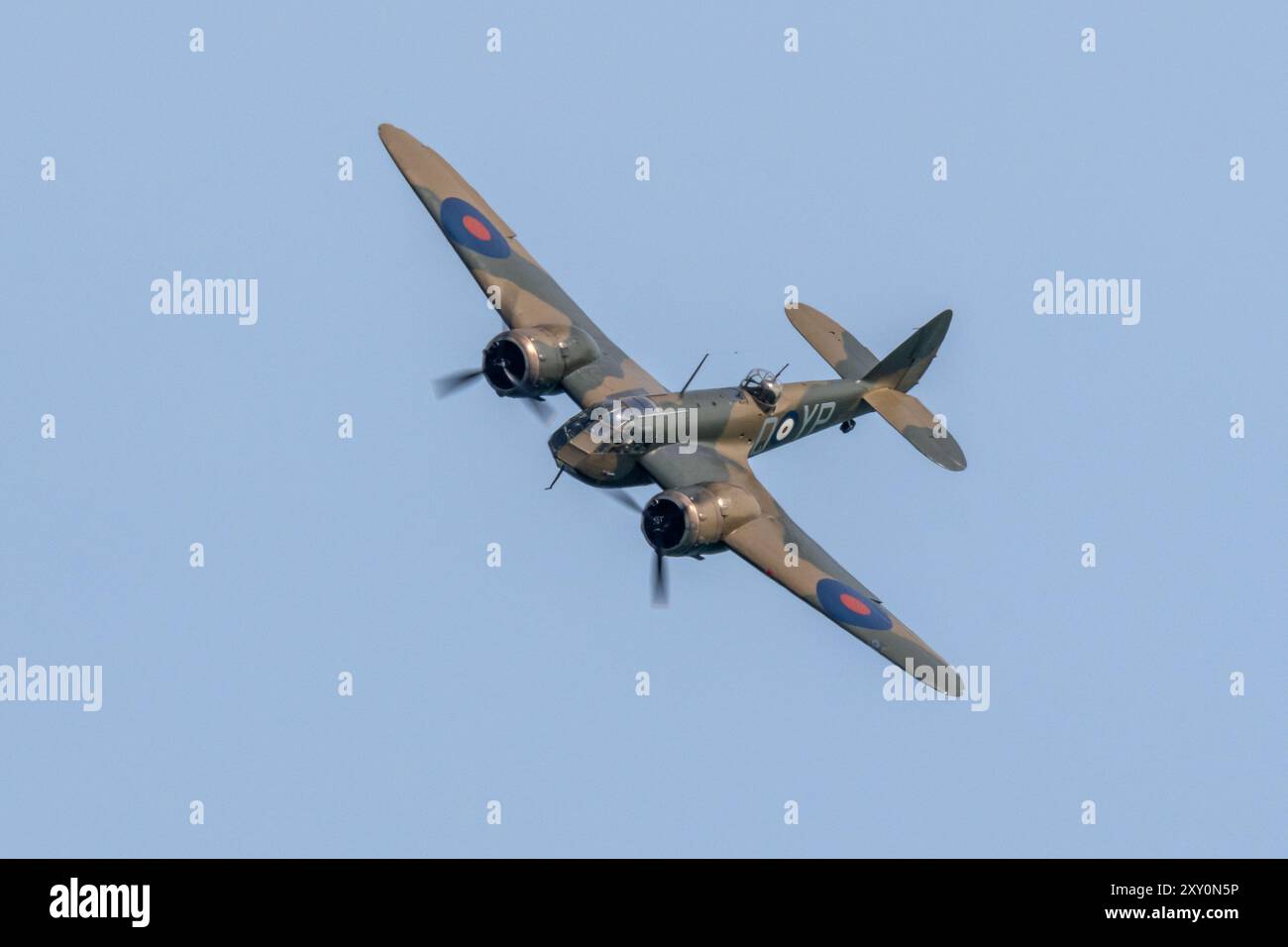 Bristol Blenheim bomber in flight, a light bomber used by the RAF in ...
