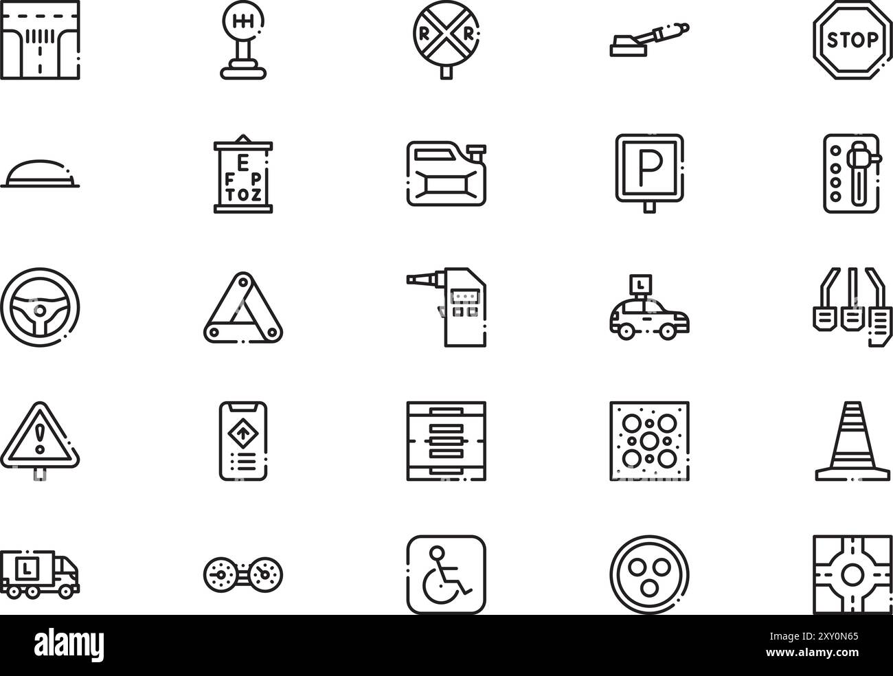 Driving school icons collection is a vector illustration with editable ...