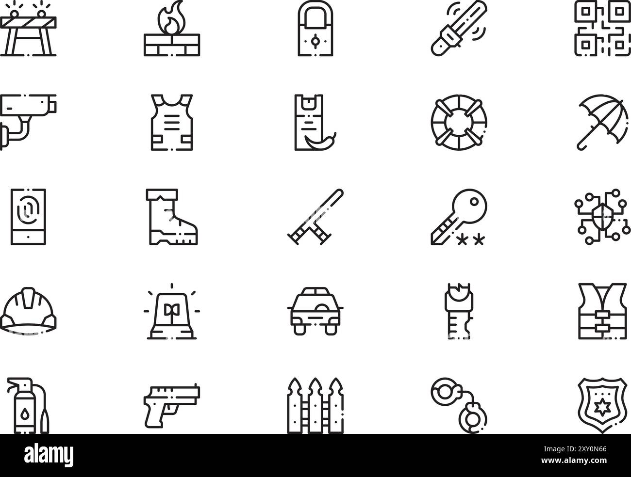 Protection Security Icons Collection Is A Vector Illustration With Editable Stroke Stock Vector