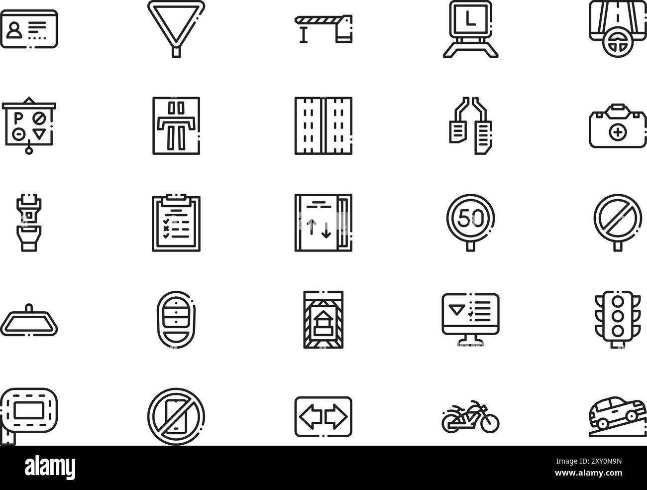 Driving school icons collection is a vector illustration with editable stroke Stock Vector Image ...