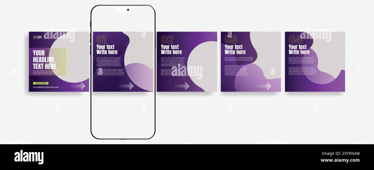 social media carousel post, corporate business marketing ads pack Stock ...