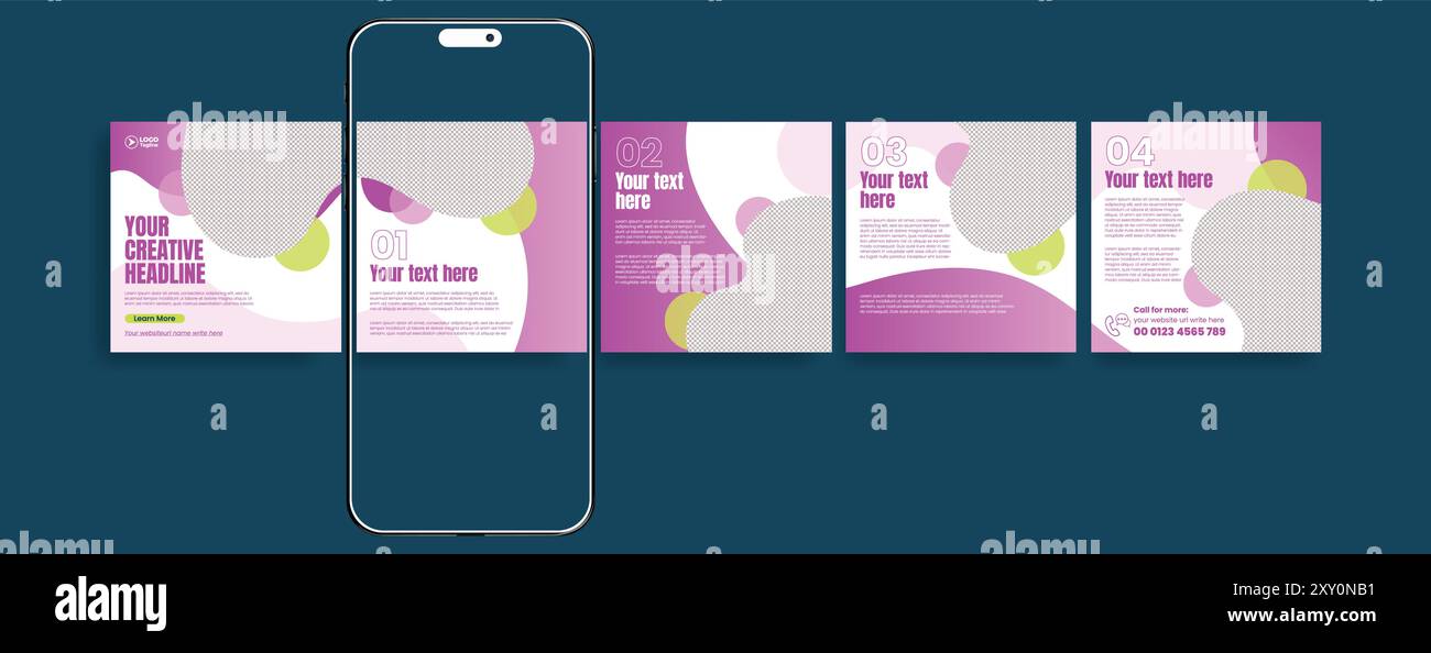 social media carousel post, corporate business marketing ads pack Stock ...