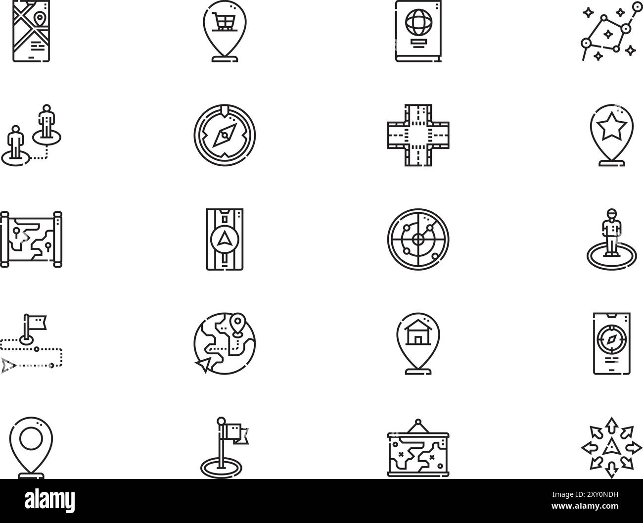 Navigation and maps icons collection is a vector illustration with editable stroke Stock Vector ...