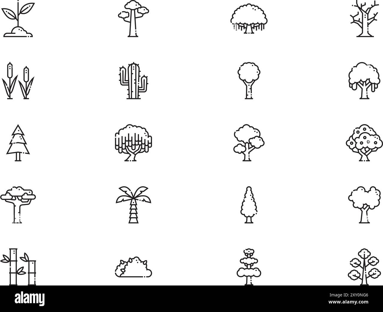 Trees icons collection is a vector illustration with editable stroke ...