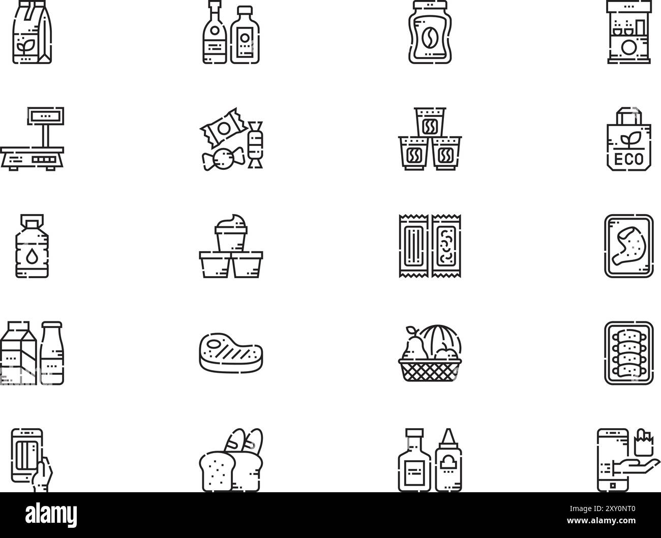 Grocery icons collection is a vector illustration with editable stroke ...
