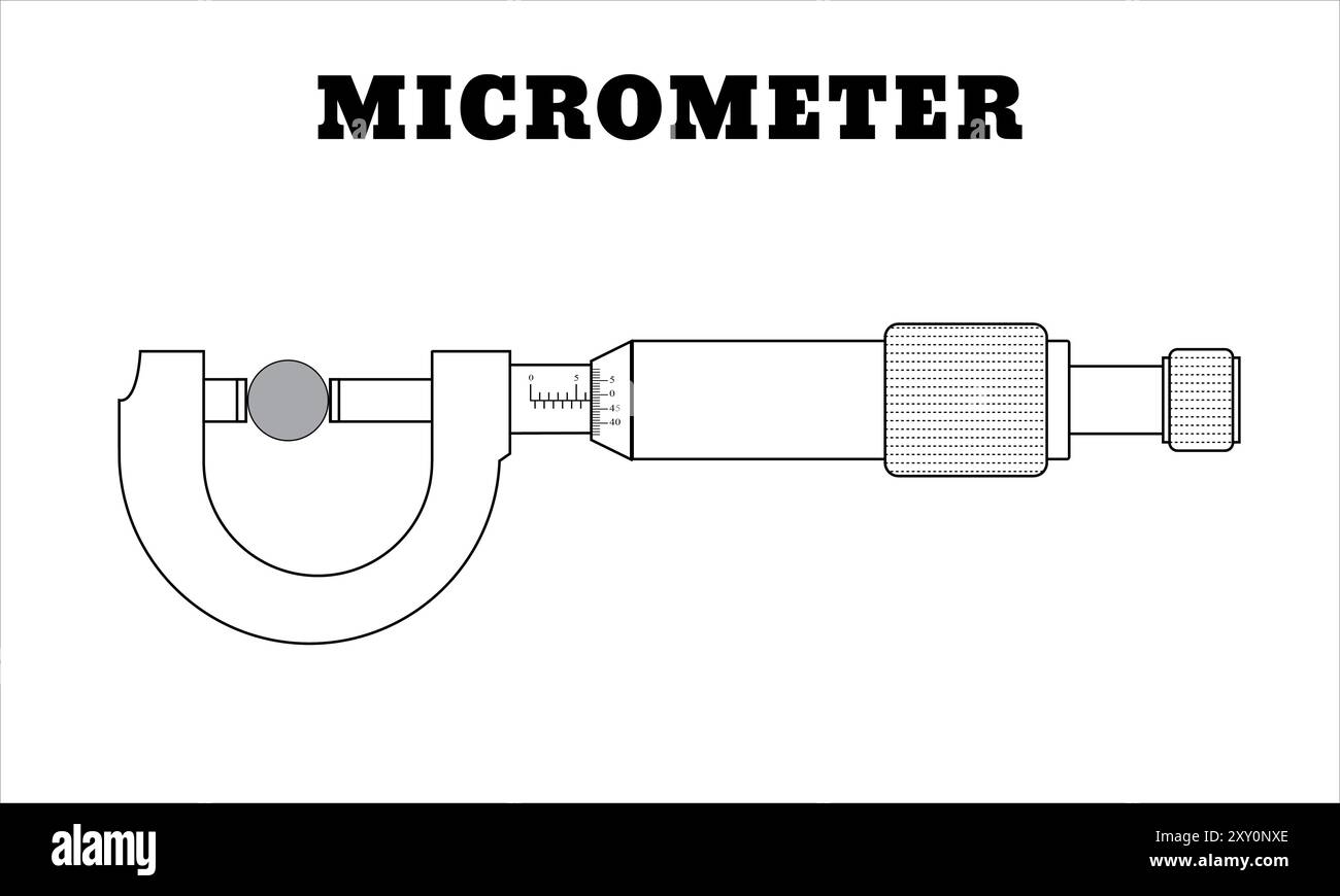 Micrometer icon. Diagram of Micrometer on white background drawing by ...