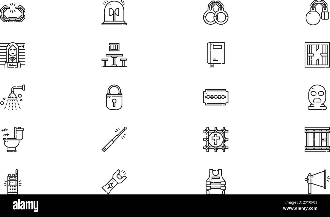 Prison icons collection is a vector illustration with editable stroke ...