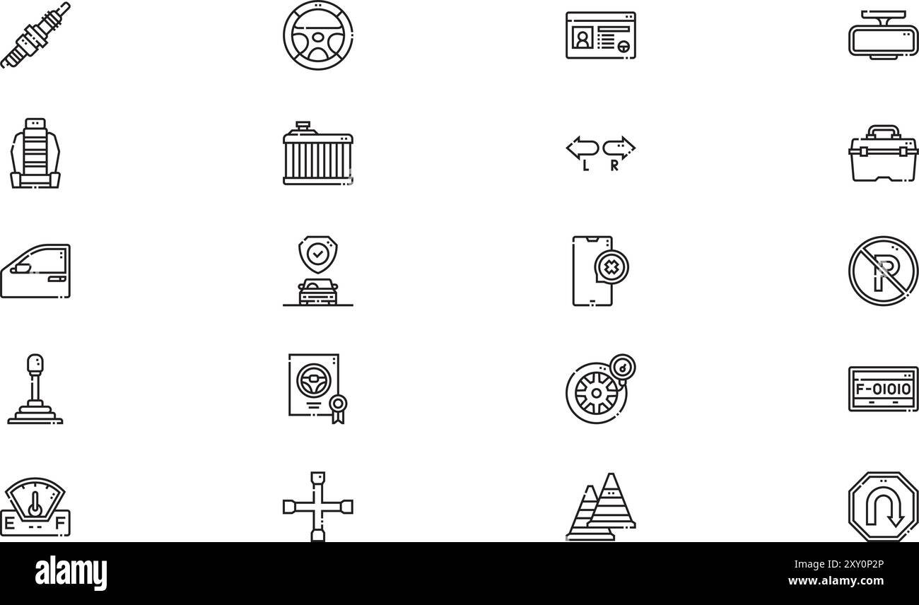 Car and driving icons collection is a vector illustration with editable ...
