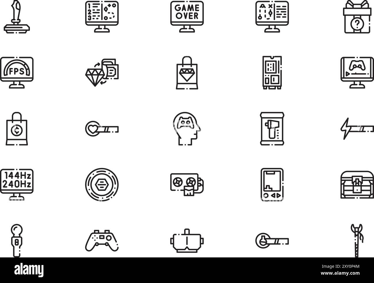 Gaming icons collection is a vector illustration with editable stroke ...