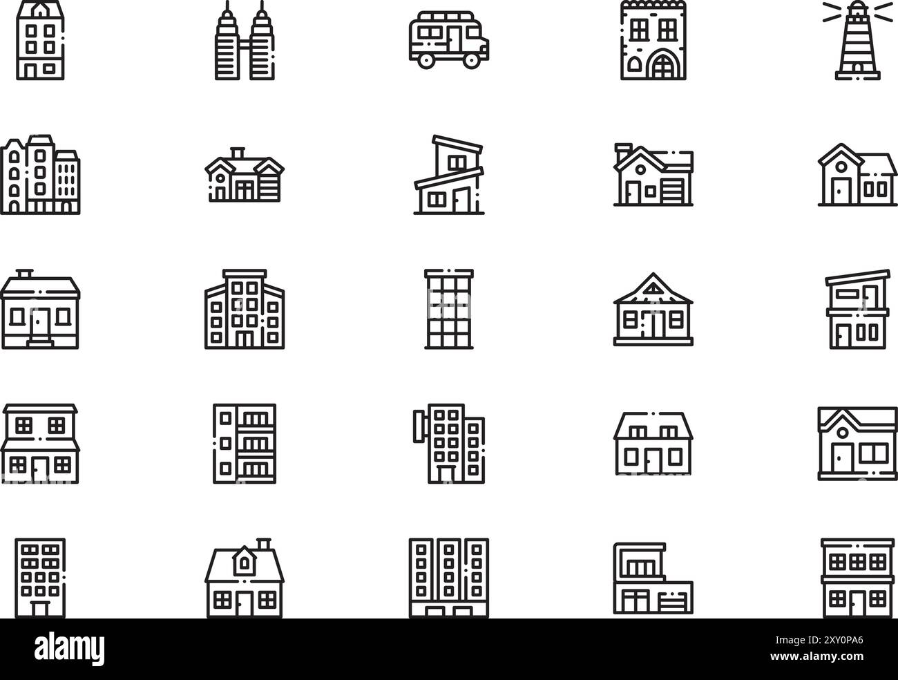 Type of houses icons collection is a vector illustration with editable ...