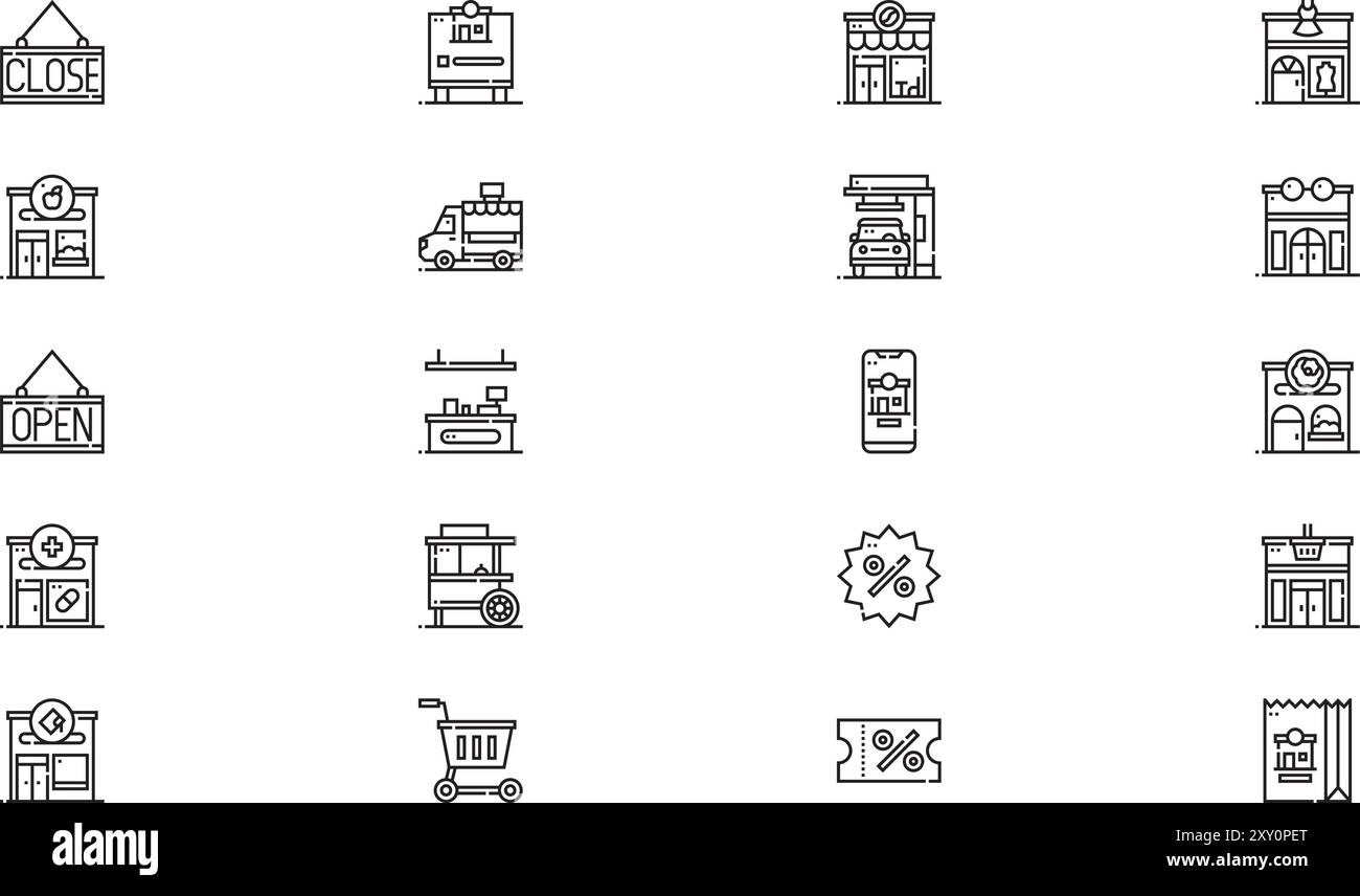 Shop and store icons collection is a vector illustration with editable ...