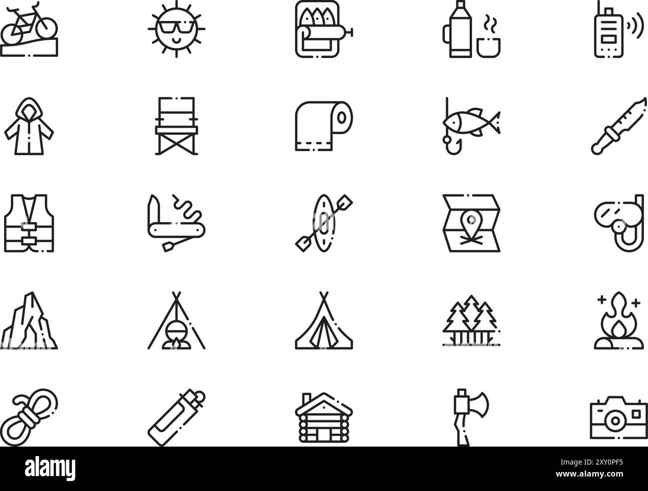 Summer camp icons collection is a vector illustration with editable ...