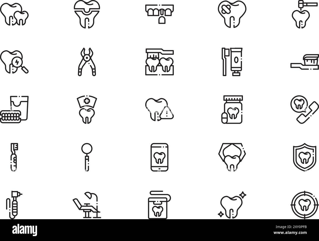 Dentist icons collection is a vector illustration with editable stroke ...