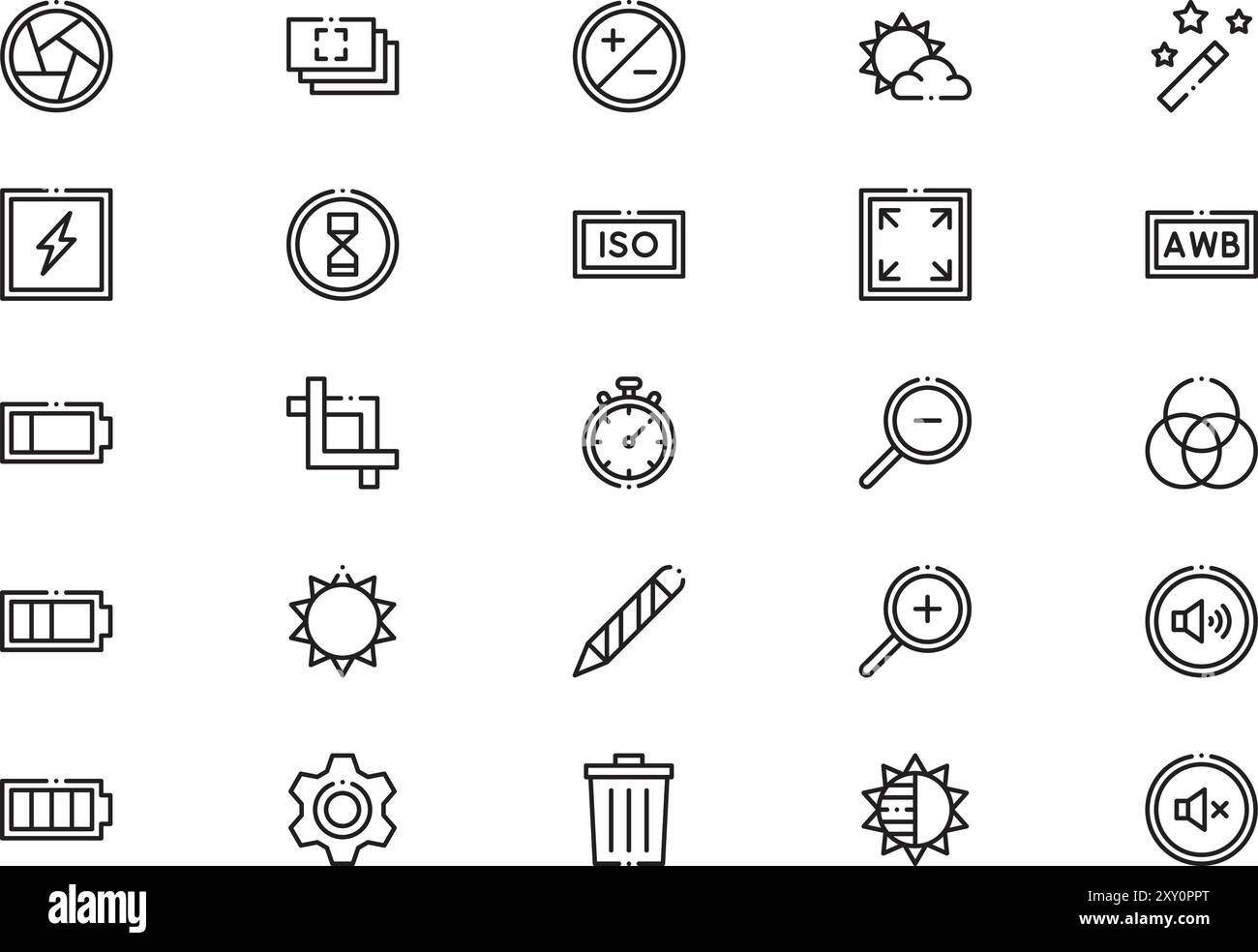 Camera interface icons collection is a vector illustration with editable stroke Stock Vector ...