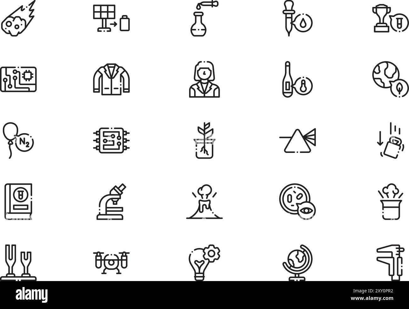 Science fair icons collection is a vector illustration with editable stroke Stock Vector Image ...