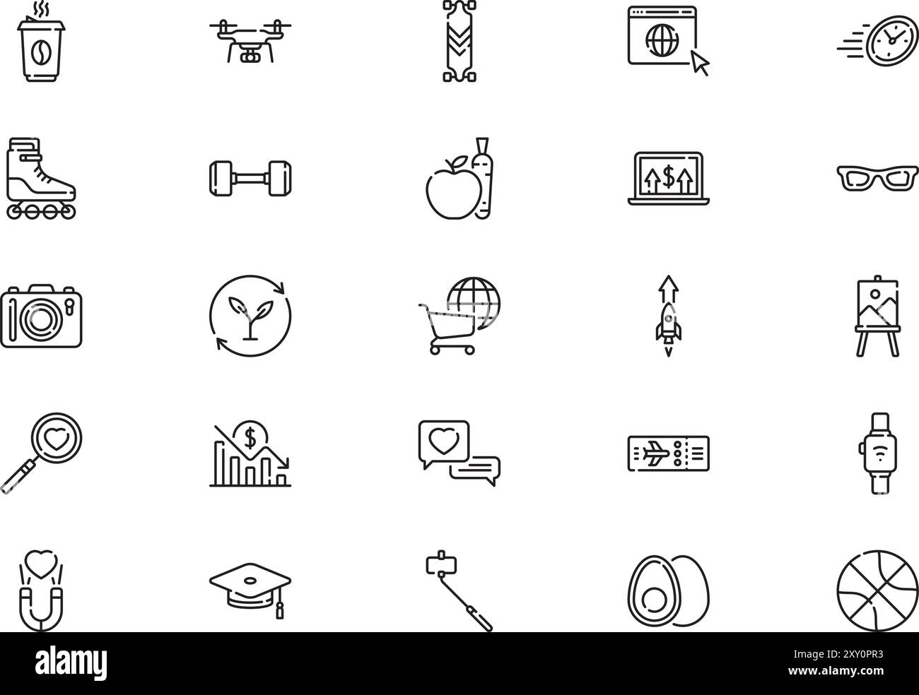 Millennial icons collection is a vector illustration with editable ...