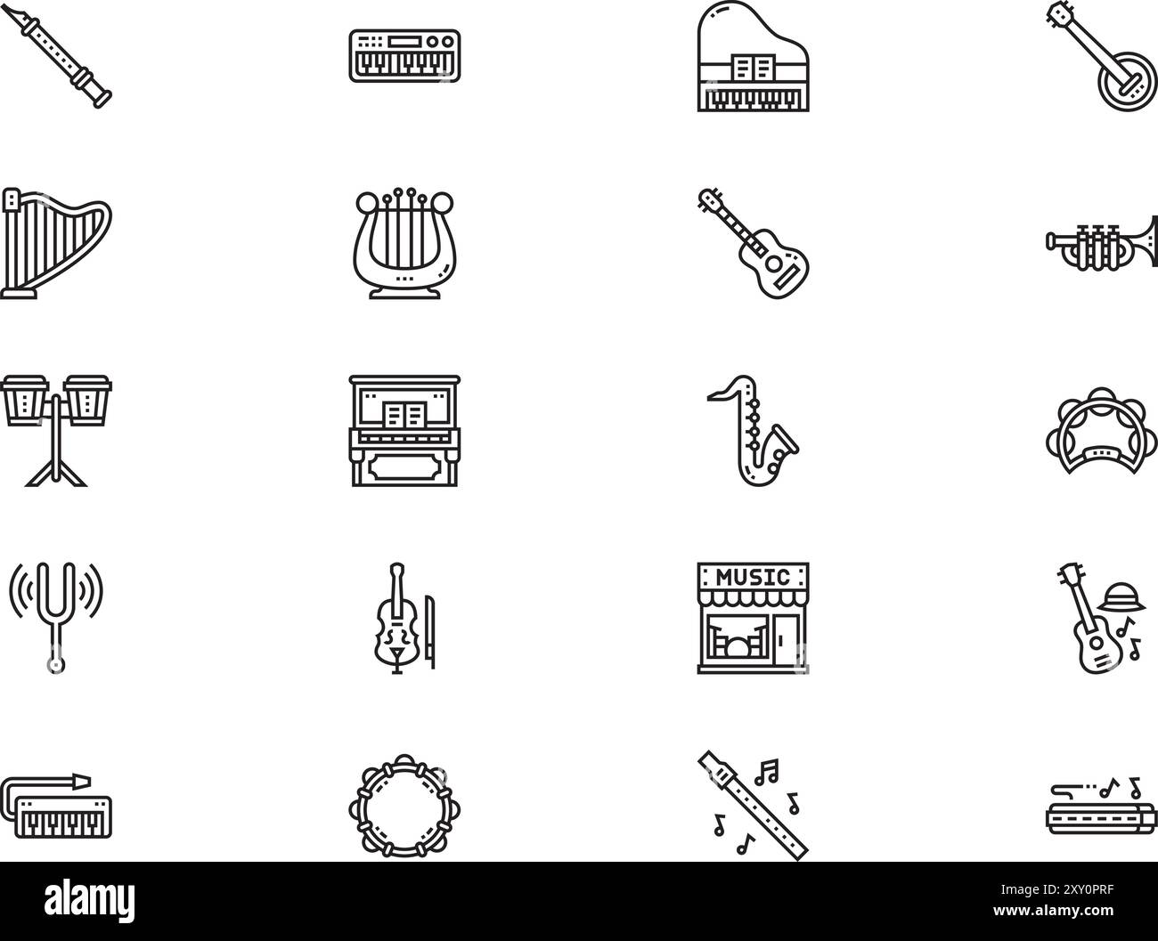 Music instruments icon collection is a vector illustration with ...