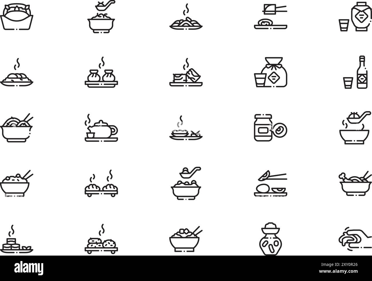 Chinese food icons collection is a vector illustration with editable ...