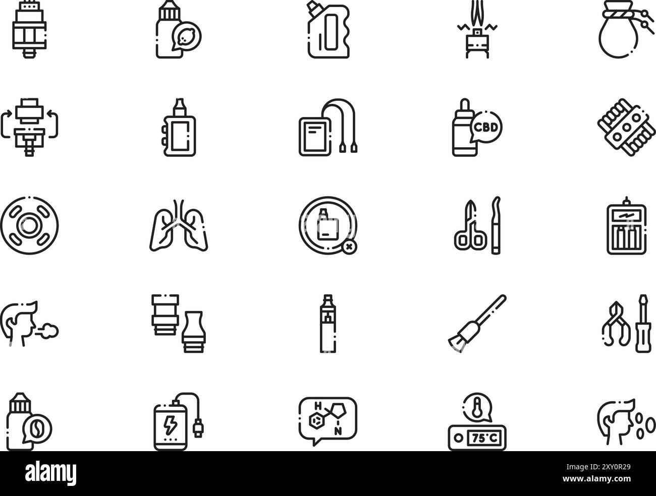 Vaping icons collection is a vector illustration with editable stroke ...