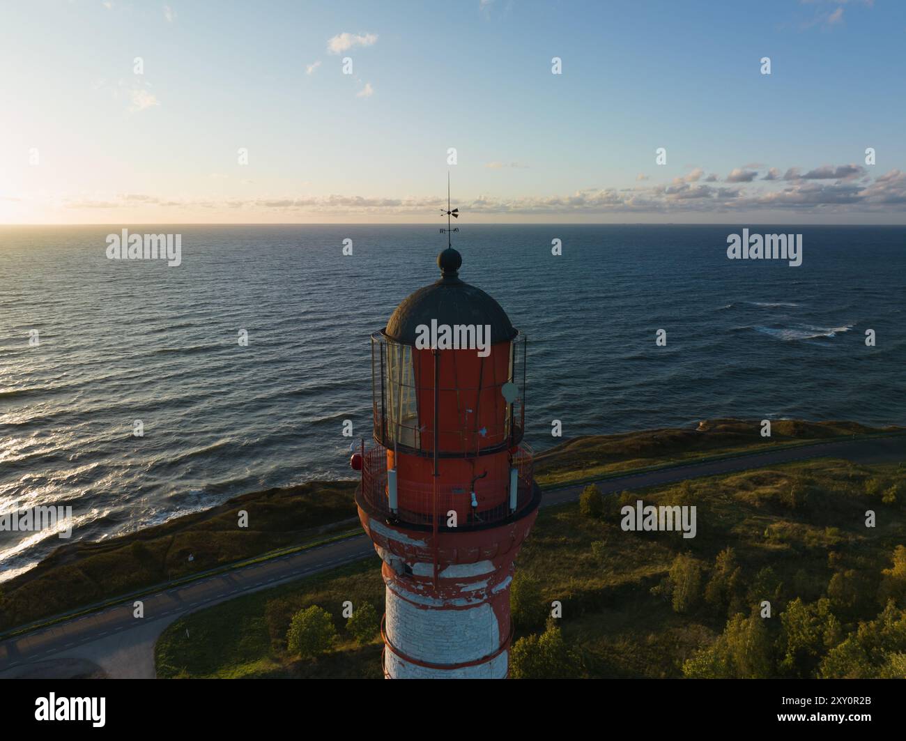 Top of lighthouse close-up on the Paldiski peninsula during sunrise ...