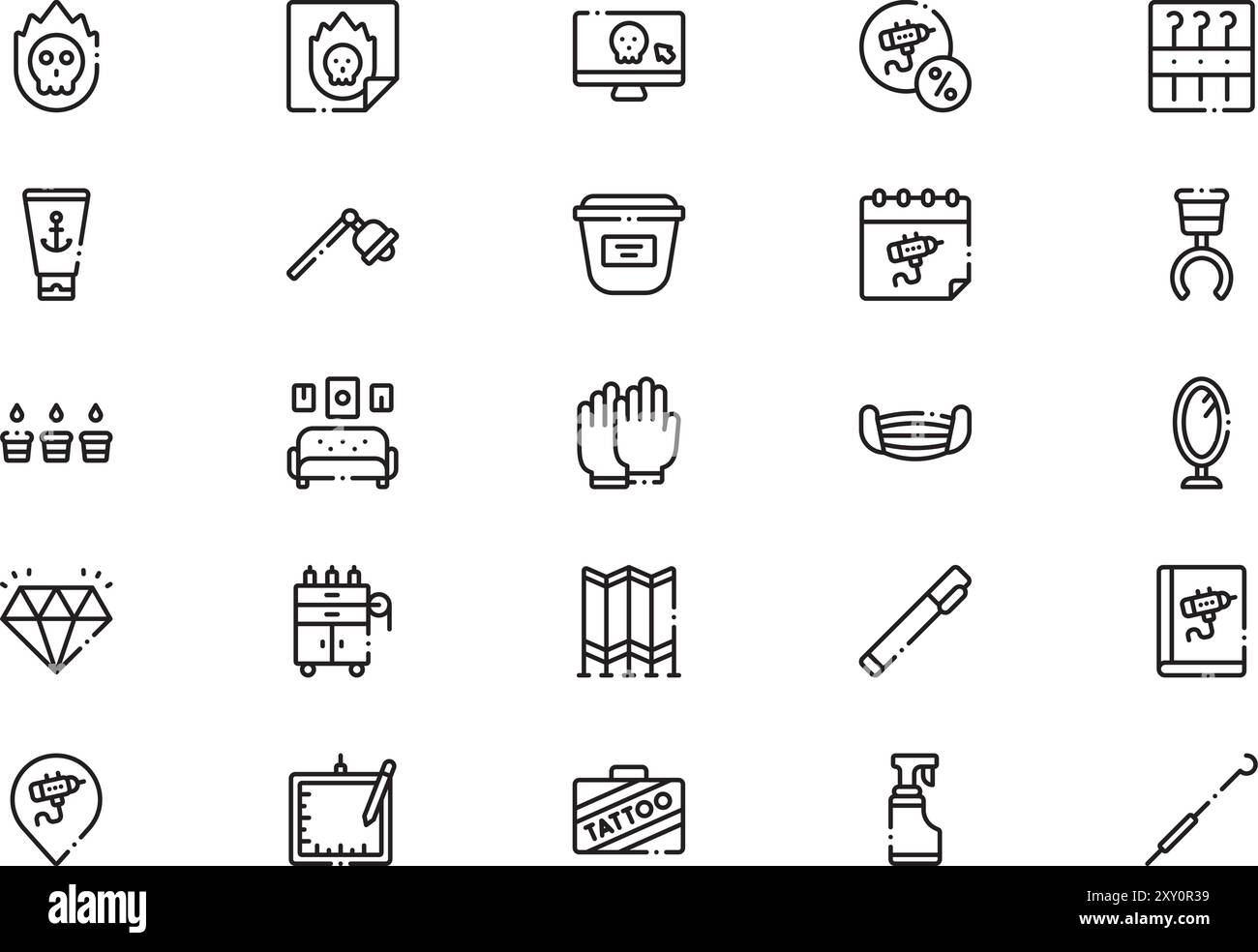 Tattoo studio icons collection is a vector illustration with editable ...