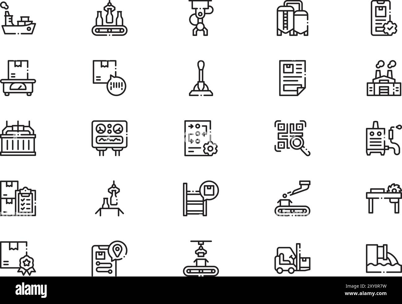 Mass production icons collection is a vector illustration with editable ...