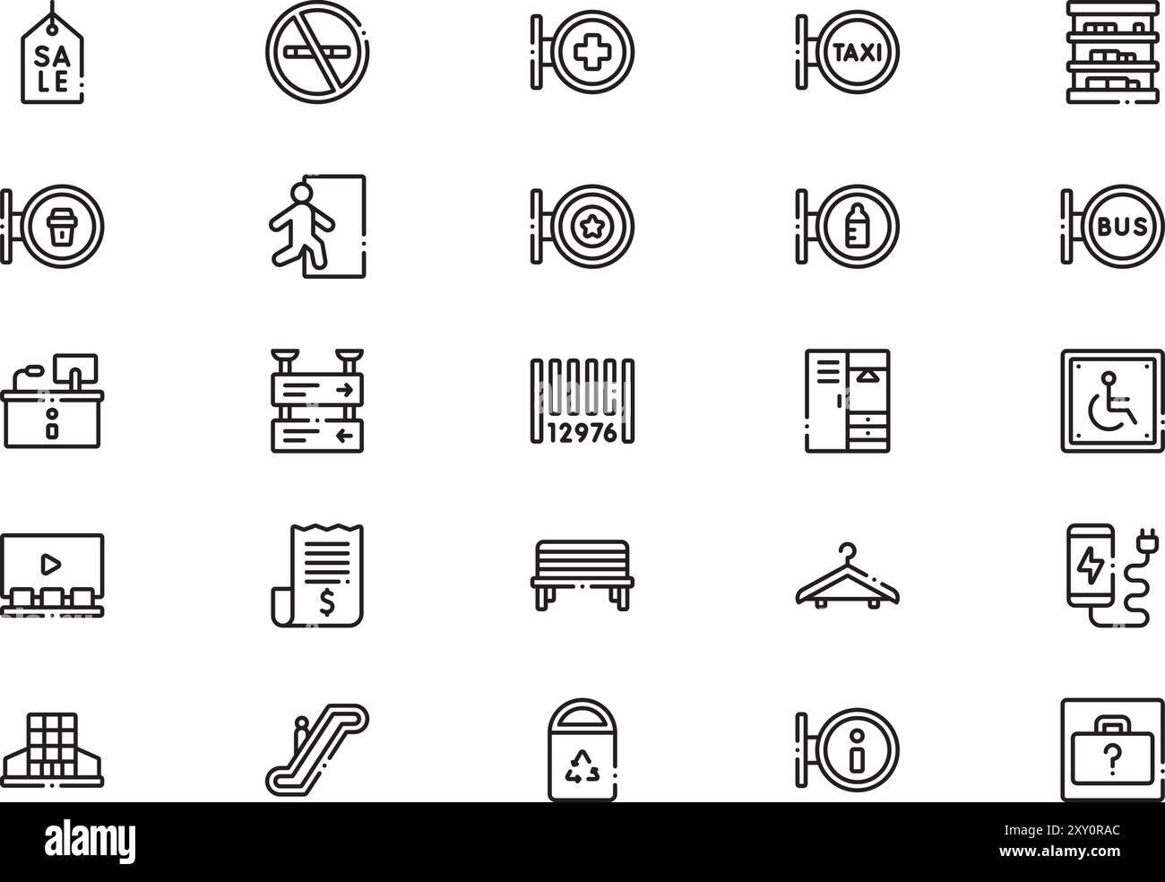 Mall icons collection is a vector illustration with editable stroke ...