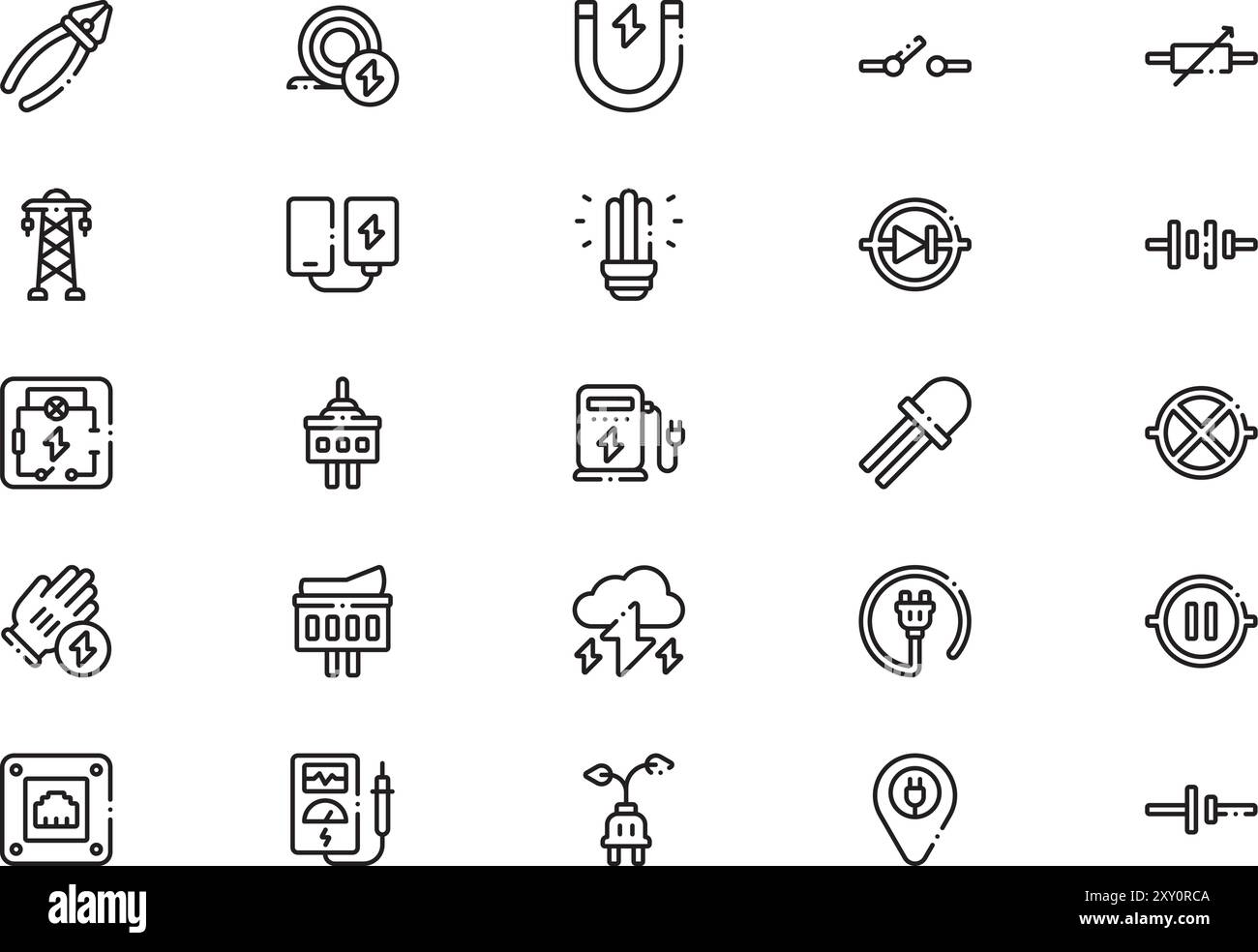 Electricity icons collection is a vector illustration with editable ...