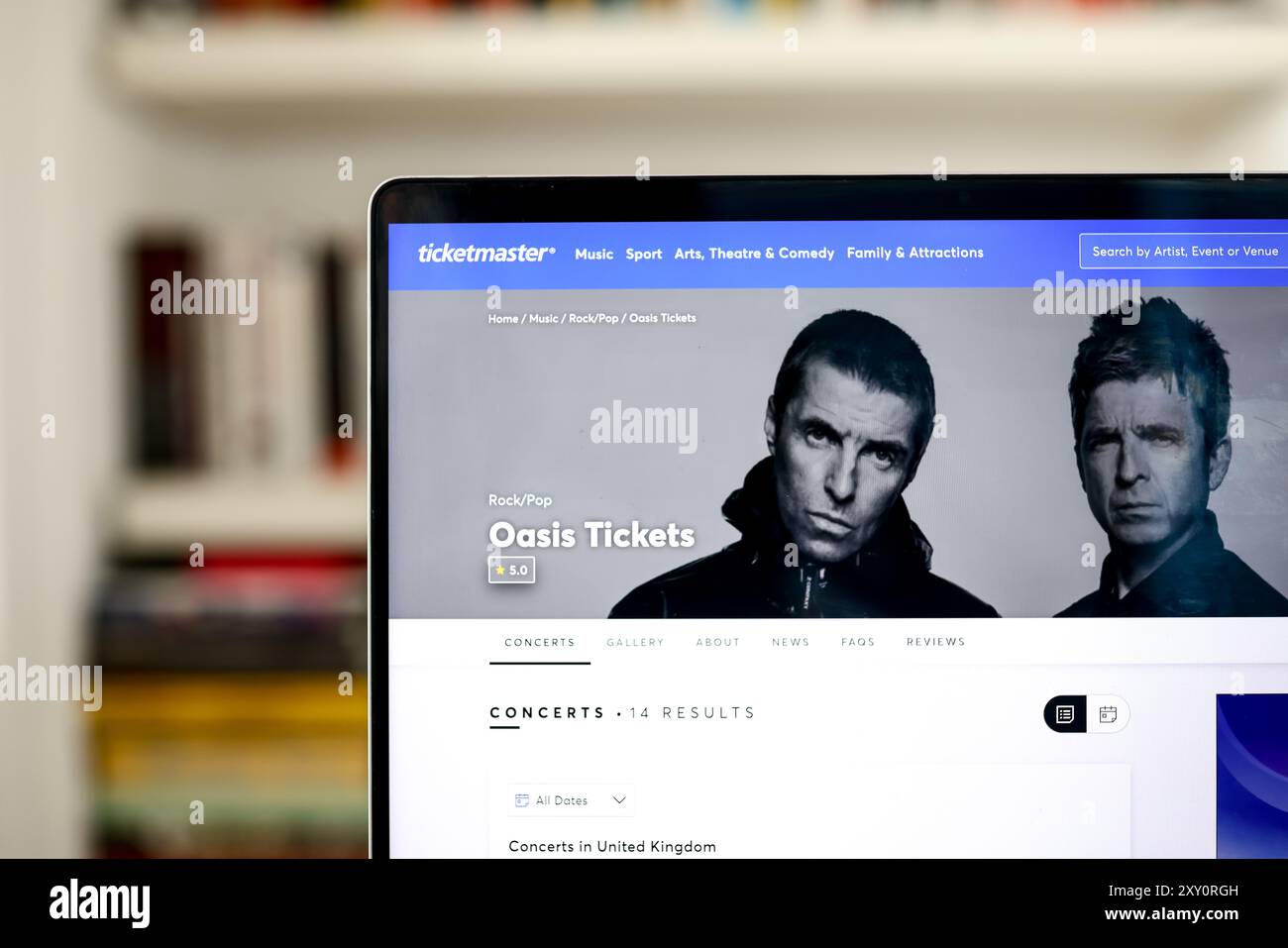 The ticketmaster website, shown on a computer laptop screen, displays ...