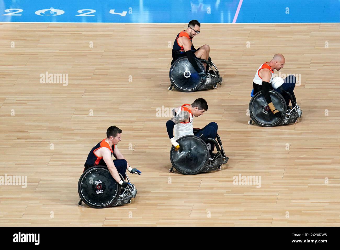 Great Britain players practice during Wheelchair Rugby training at the ...