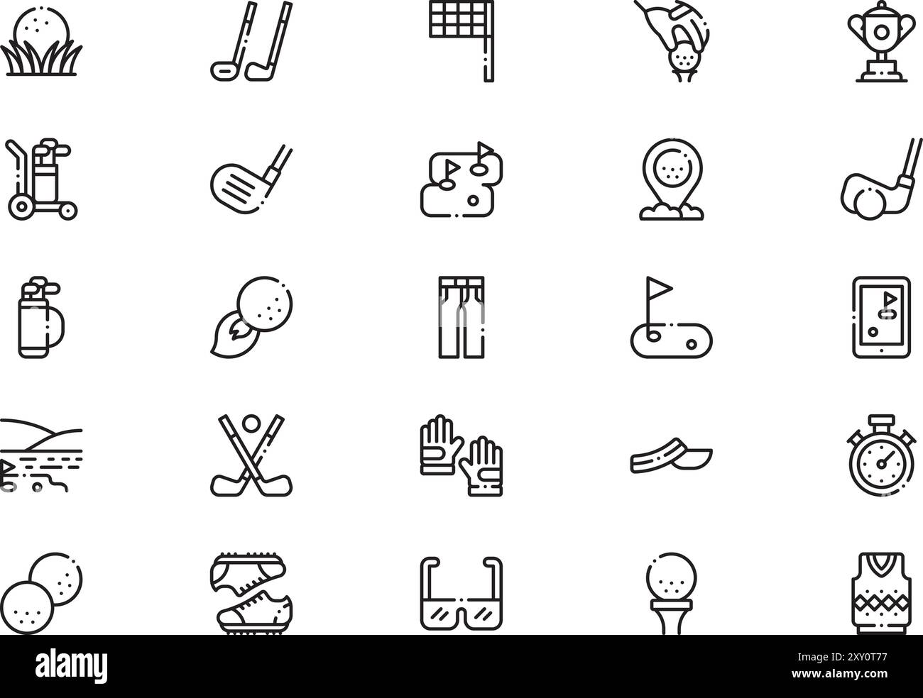 Golf icons collection is a vector illustration with editable stroke ...