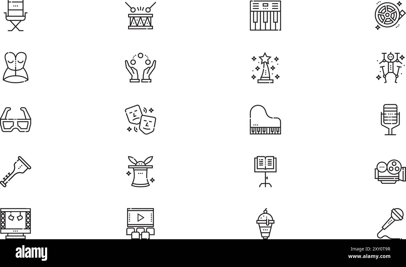 Shows icons collection is a vector illustration with editable stroke ...