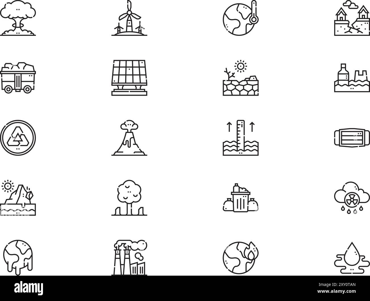 Climate change icons collection is a vector illustration with editable ...