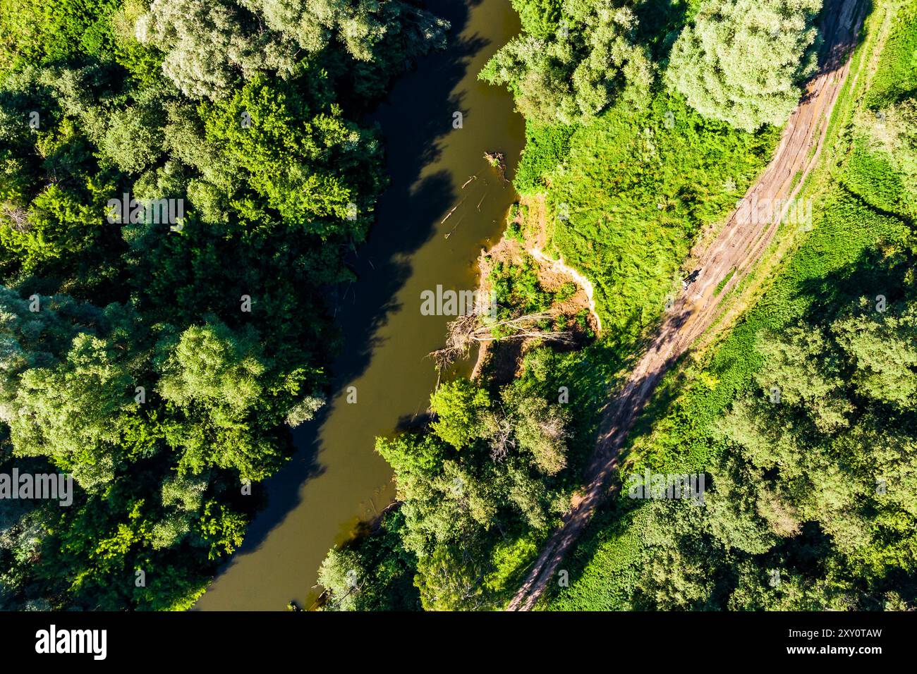 Bird's eye view of river bed with steep bank Stock Photo - Alamy