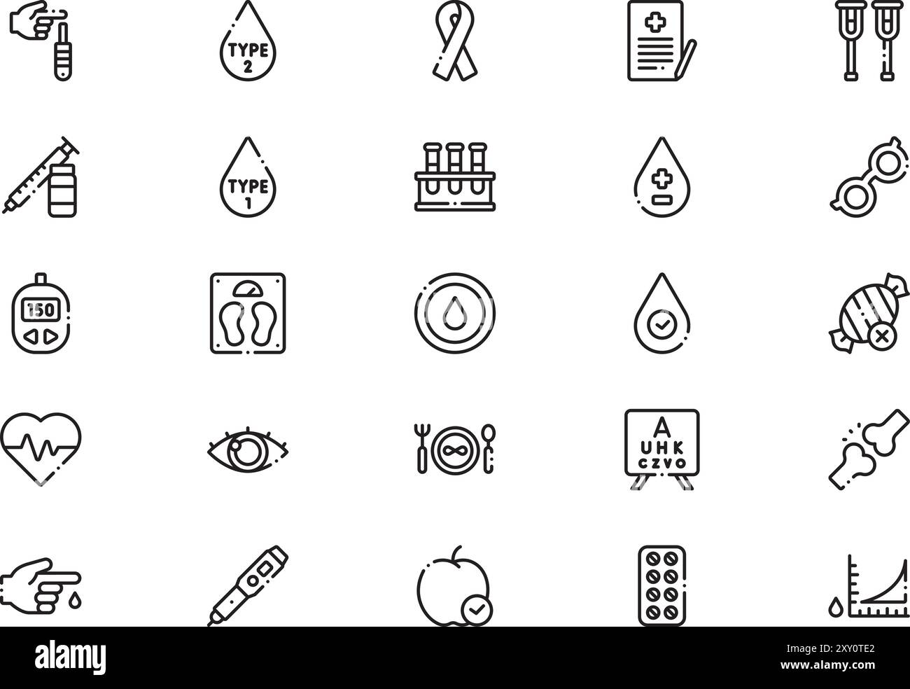 World diabetes day icons collection is a vector illustration with ...