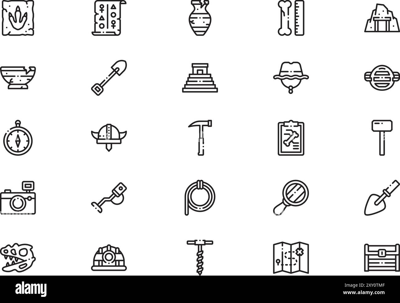 Archeology icons collection is a vector illustration with editable ...