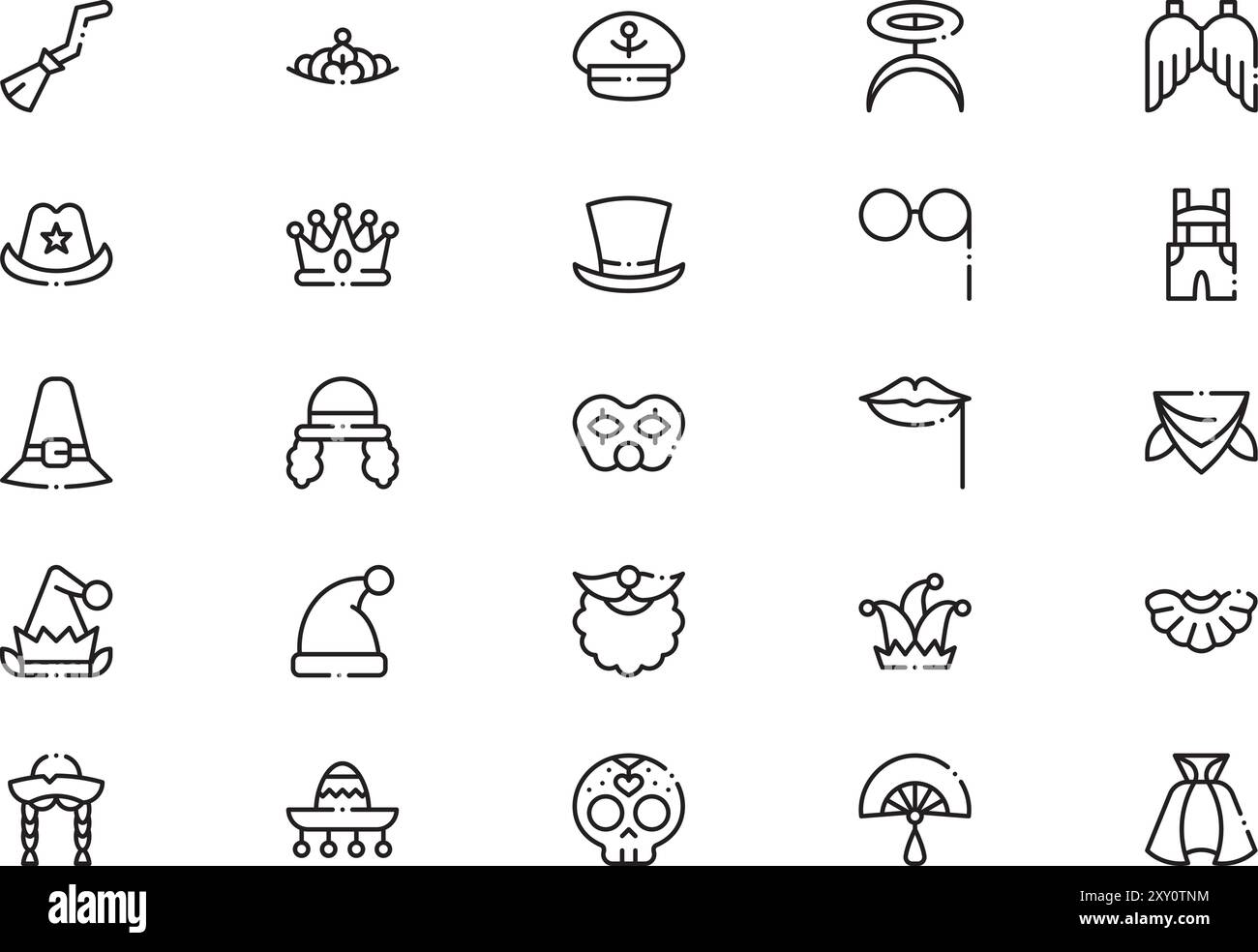 Costume party icons collection is a vector illustration with editable stroke Stock Vector Image ...