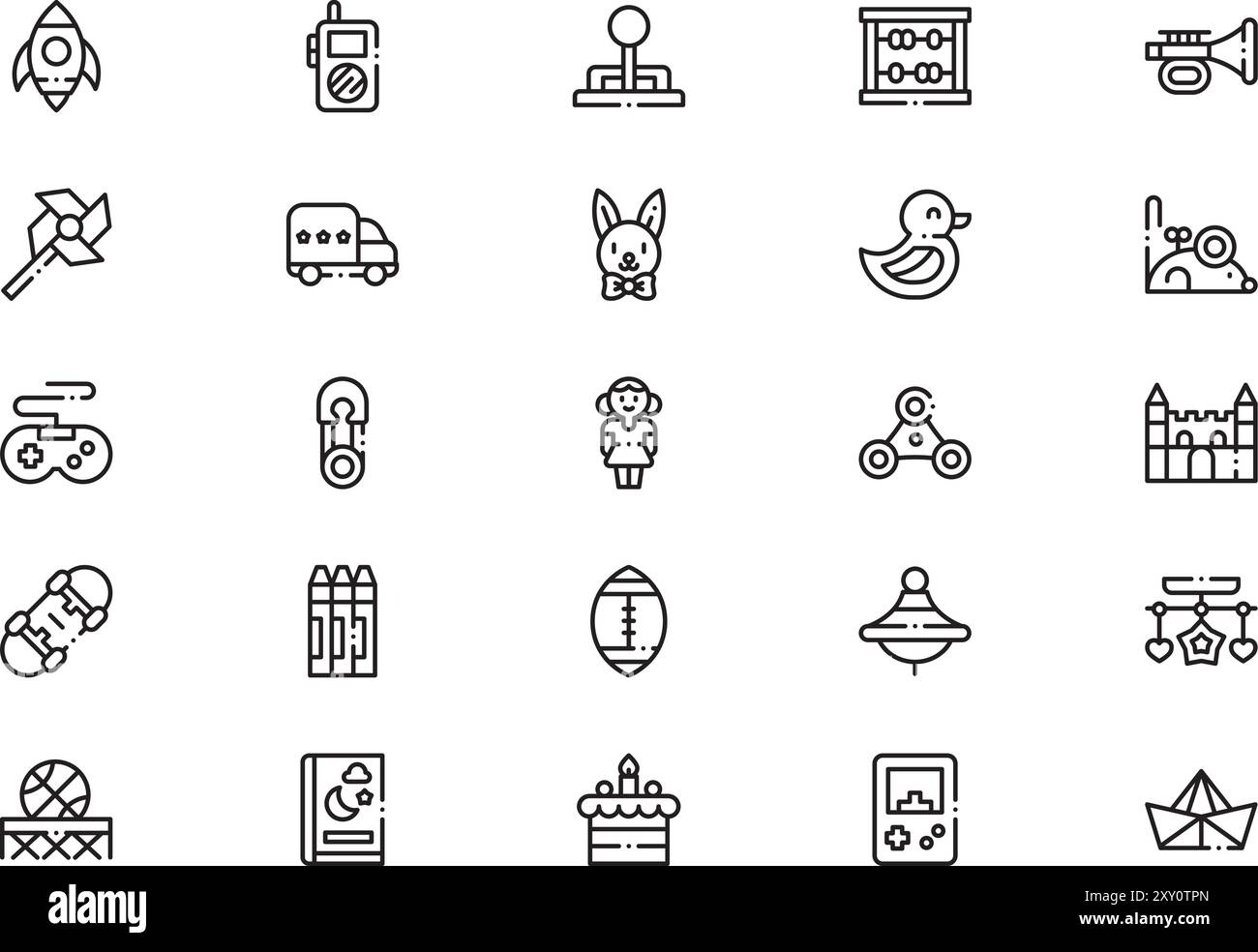 Children toys icons collection is a vector illustration with editable ...