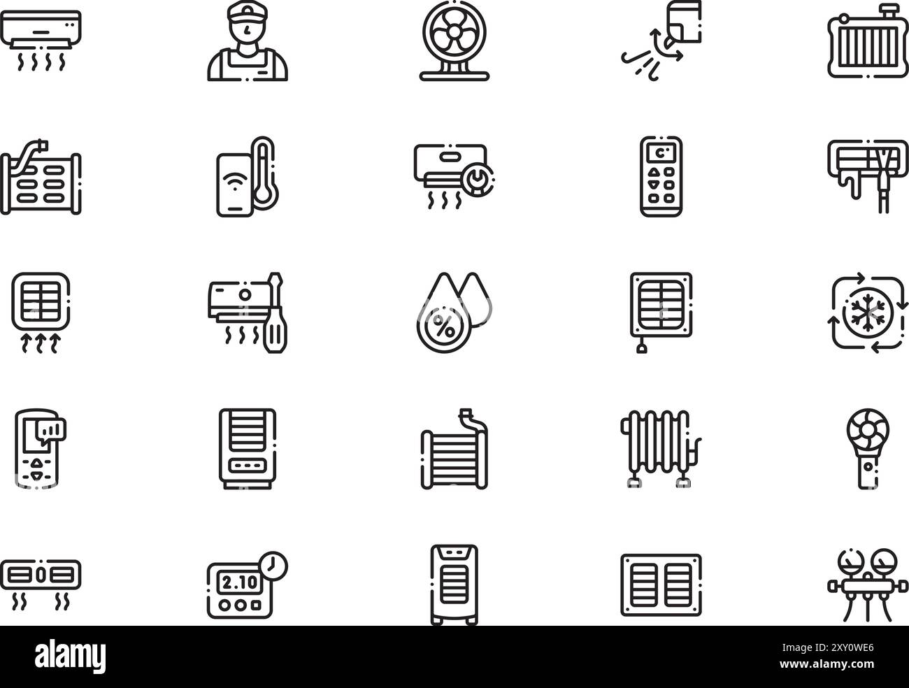 Air conditioner icons collection is a vector illustration with editable ...